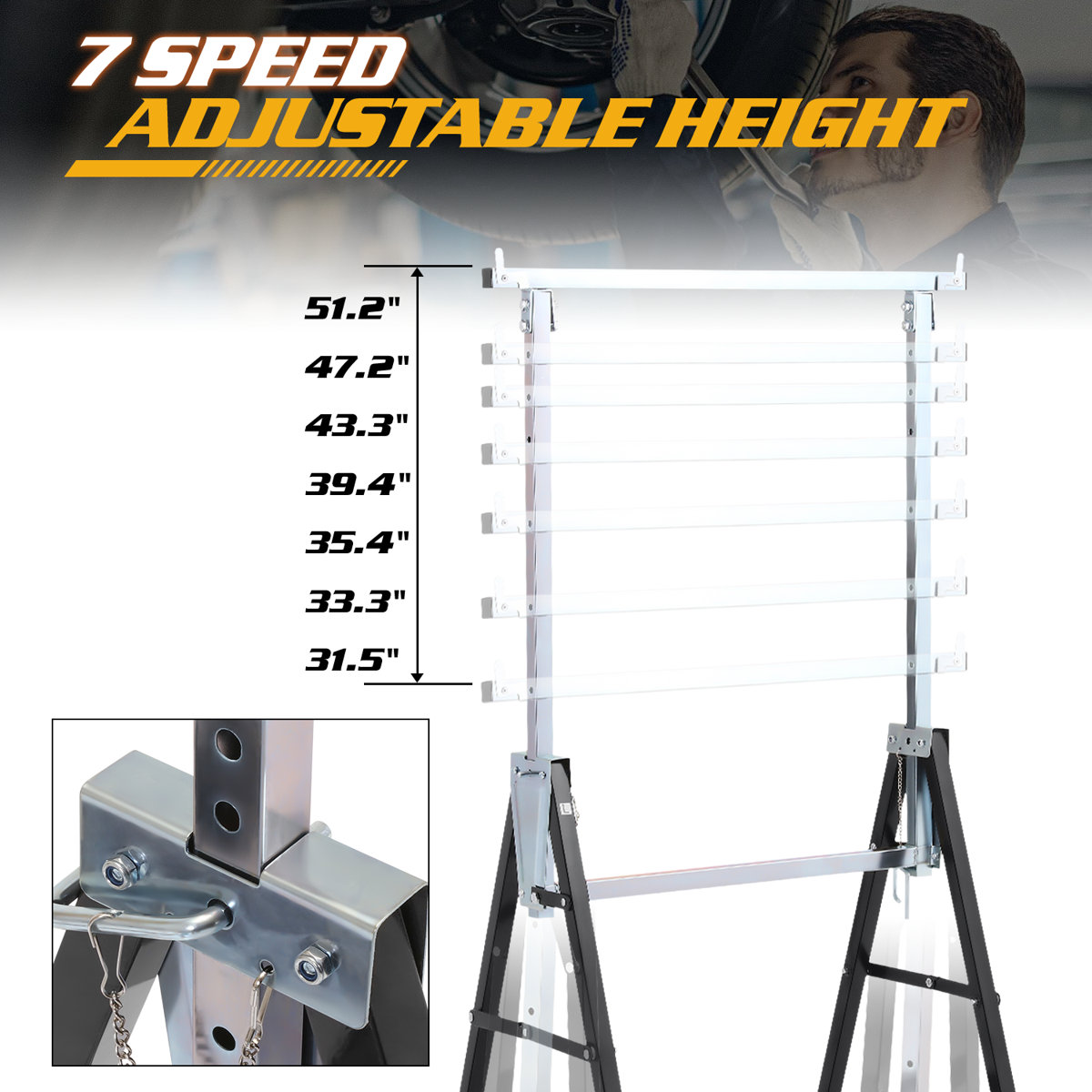 Magshion 2-Pack Heavy-Duty Adjustable 7-Speed Saw Horse Brackets ...