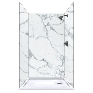 Polymarm 48" W 80" H 36" D Three Wall Composite Shower Wall Panel ...