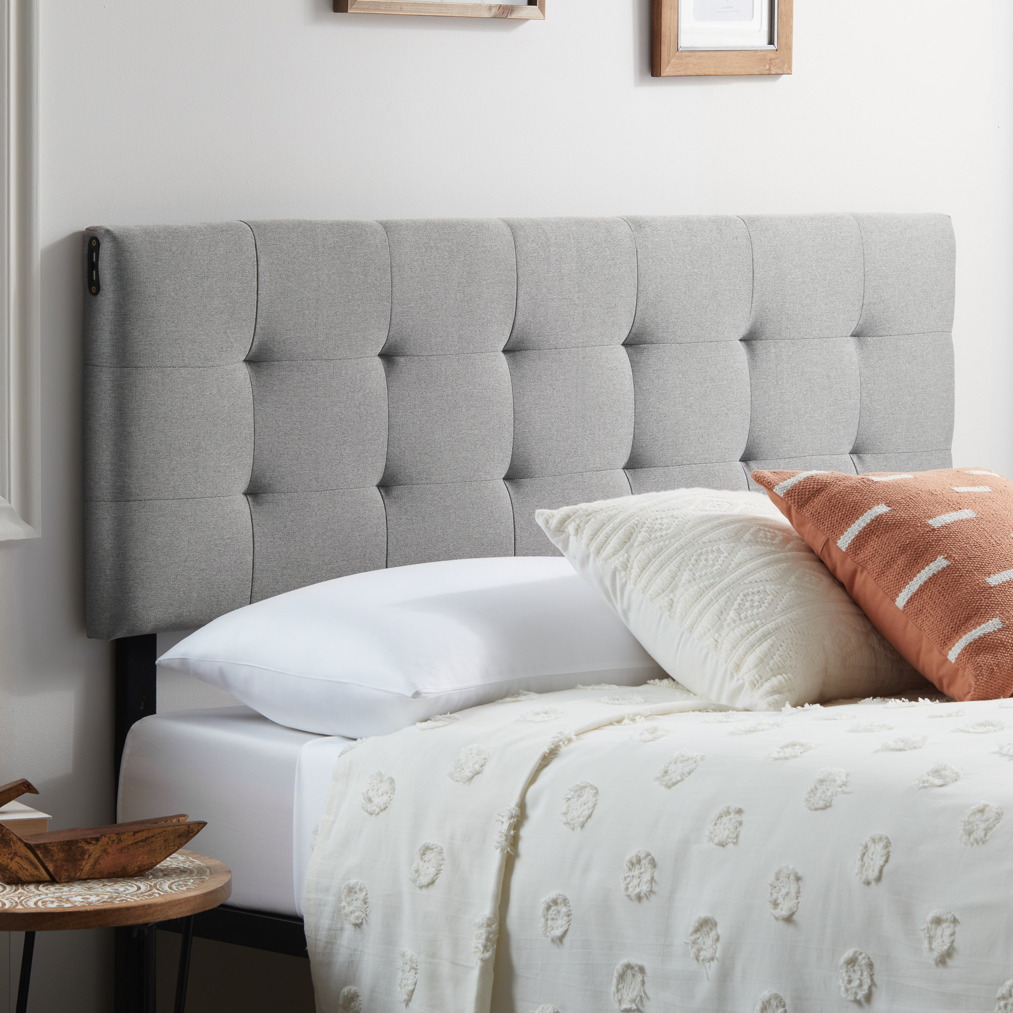Wade Logan Square Tufted Mid-Rise Headboard with USB Ports & Reviews ...