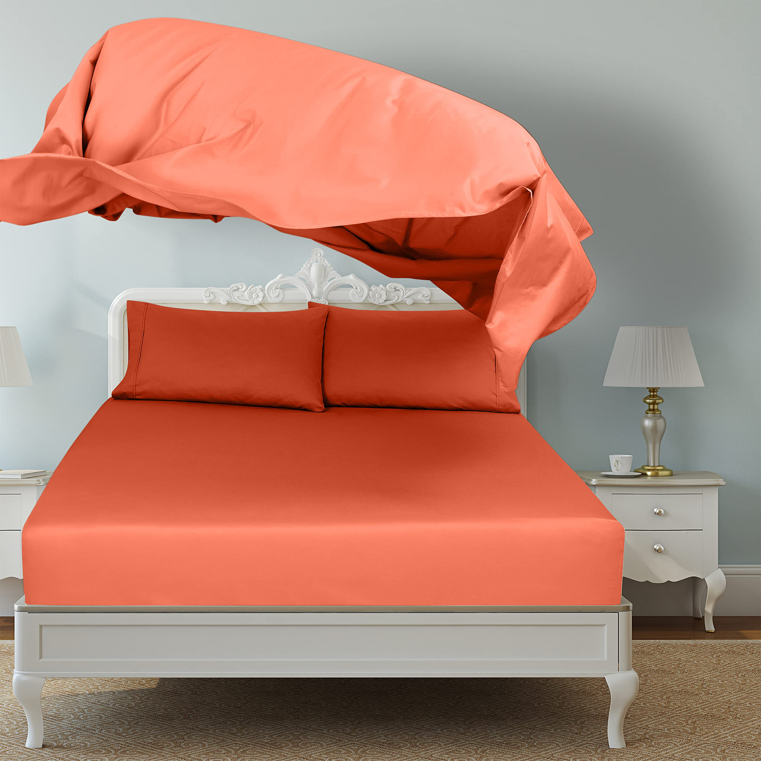 Royale Linens 2 Pack Bulk Flat Sheet Set - Top Sheets - Soft Microfiber - Stain Resistant - for ...