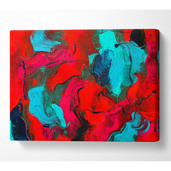 Metro Lane The Red And Blue Splodge - Wrapped Canvas Print | Wayfair.co.uk