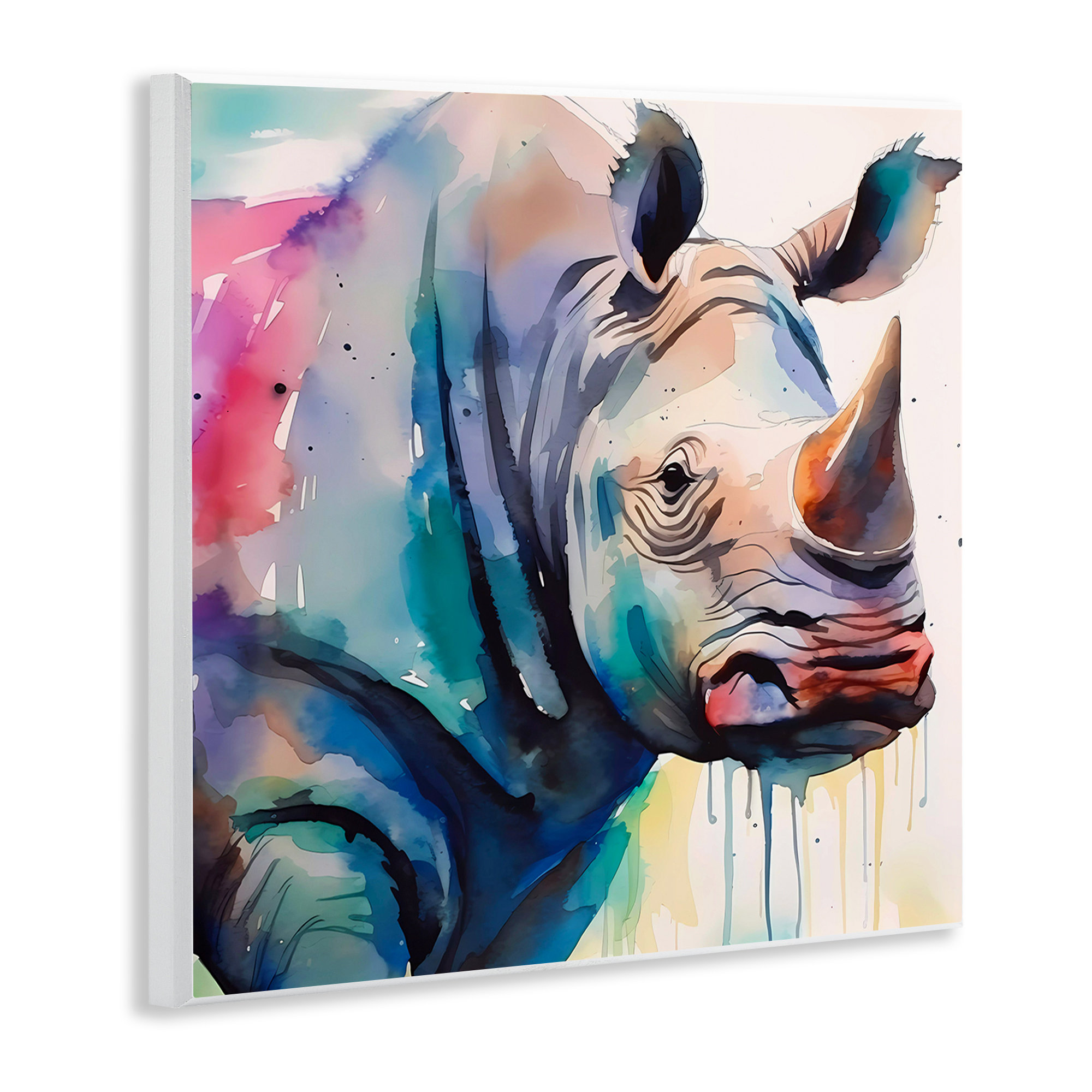 Dakota Fields Paint Drip Rhinoceros Wall Plaque Art by Walker Noble ...