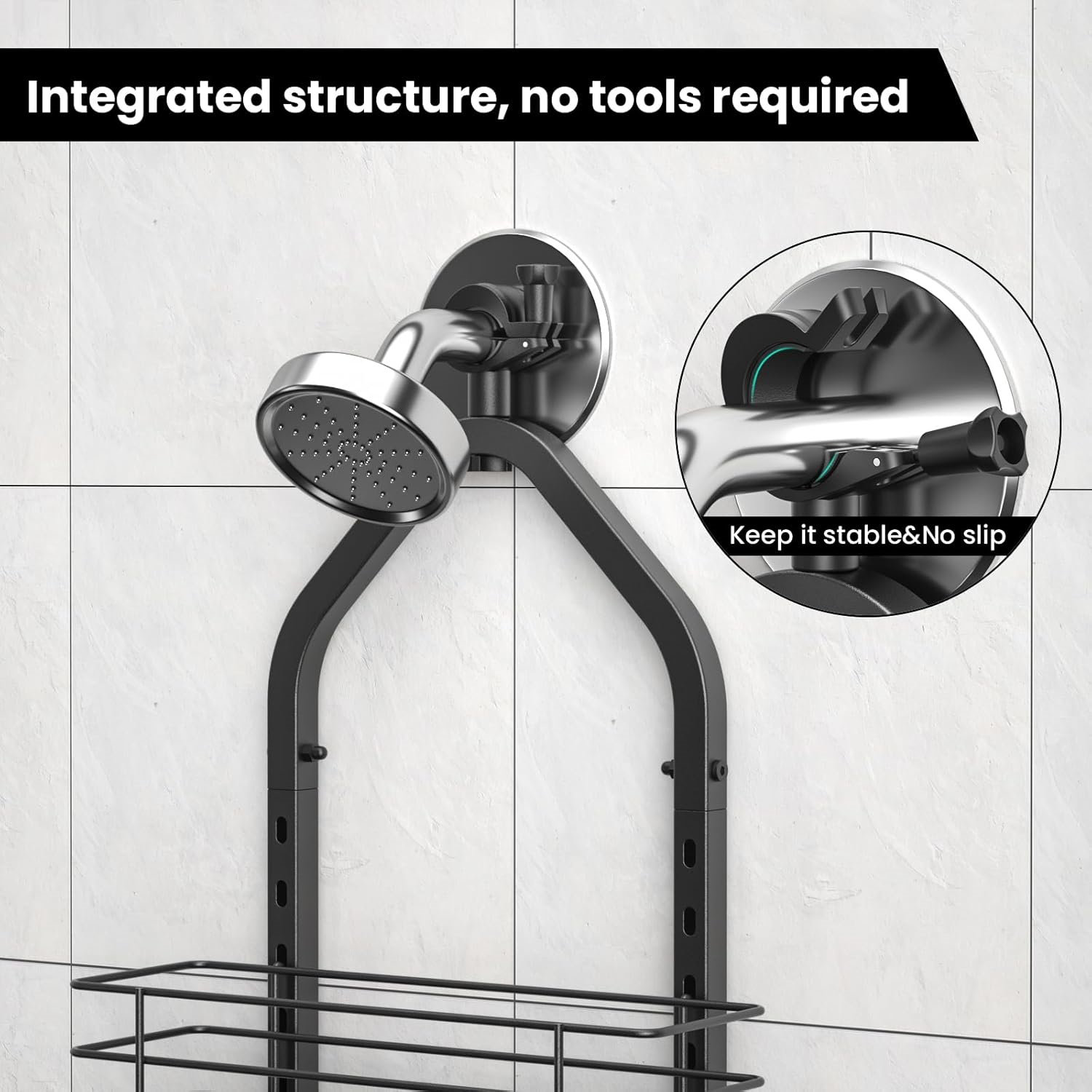 Rebrilliant Shower Caddy Hanging, Adjustable Anti-Swing-Over The Shower ...