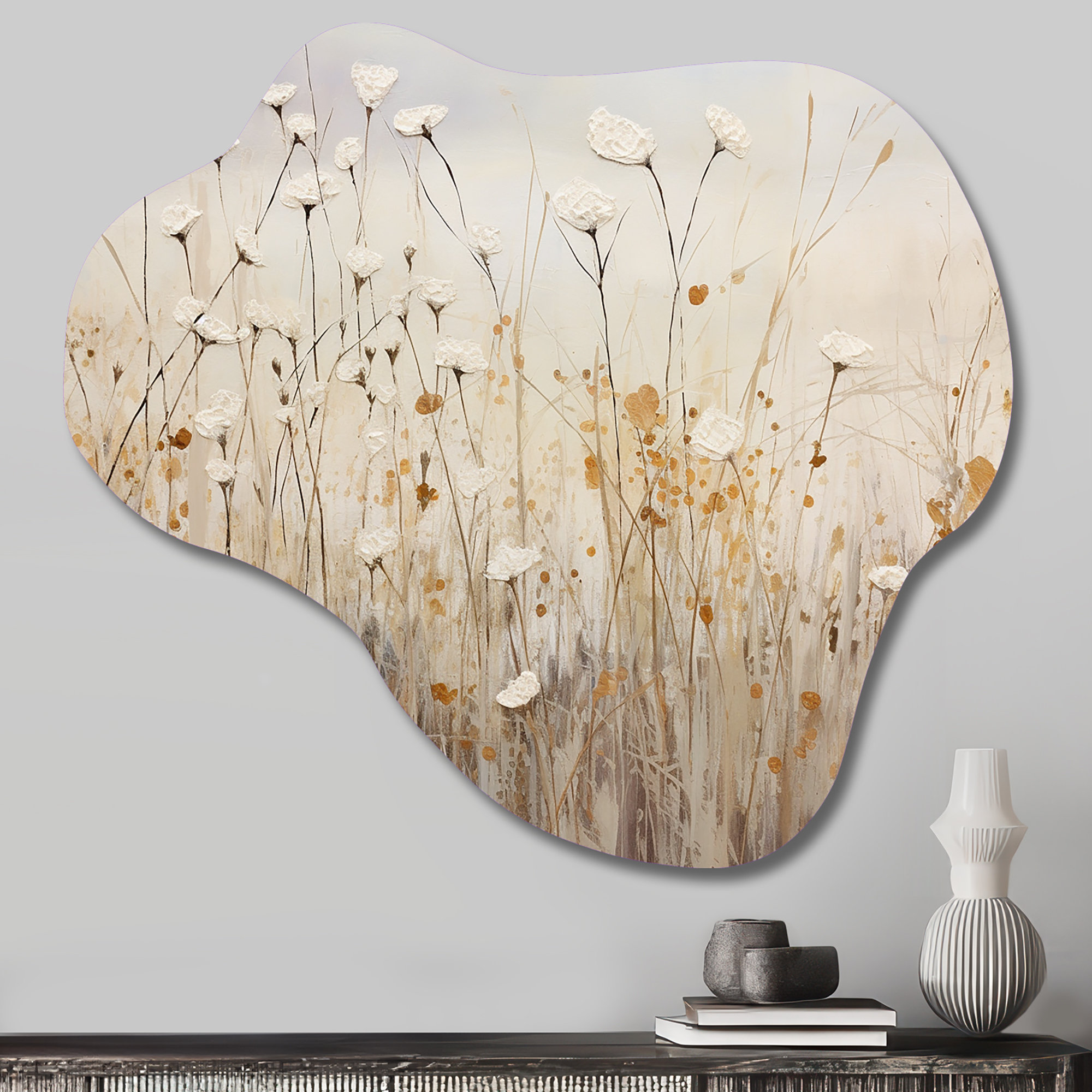 Lark Manor™ Beige Wildflowers Floral Fantasy - Wildflowers Cloud Shape ...