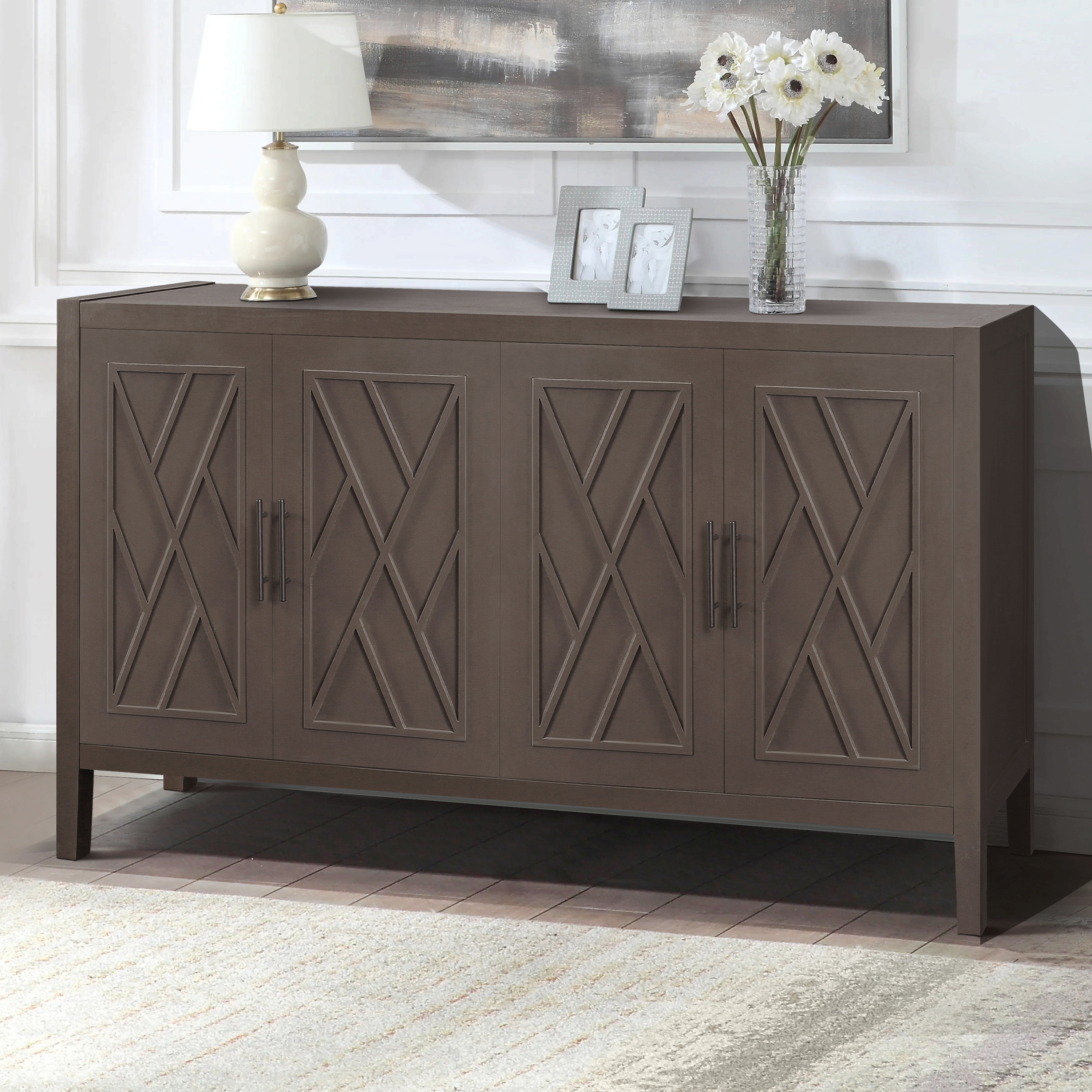 House of Hampton® 4 Door Wooden Twill Sideboard American Country ...