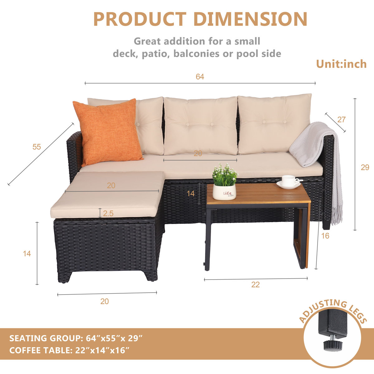 Winston Porter 3-Piece All-Weather PE Wicker Patio Conversation Set ...