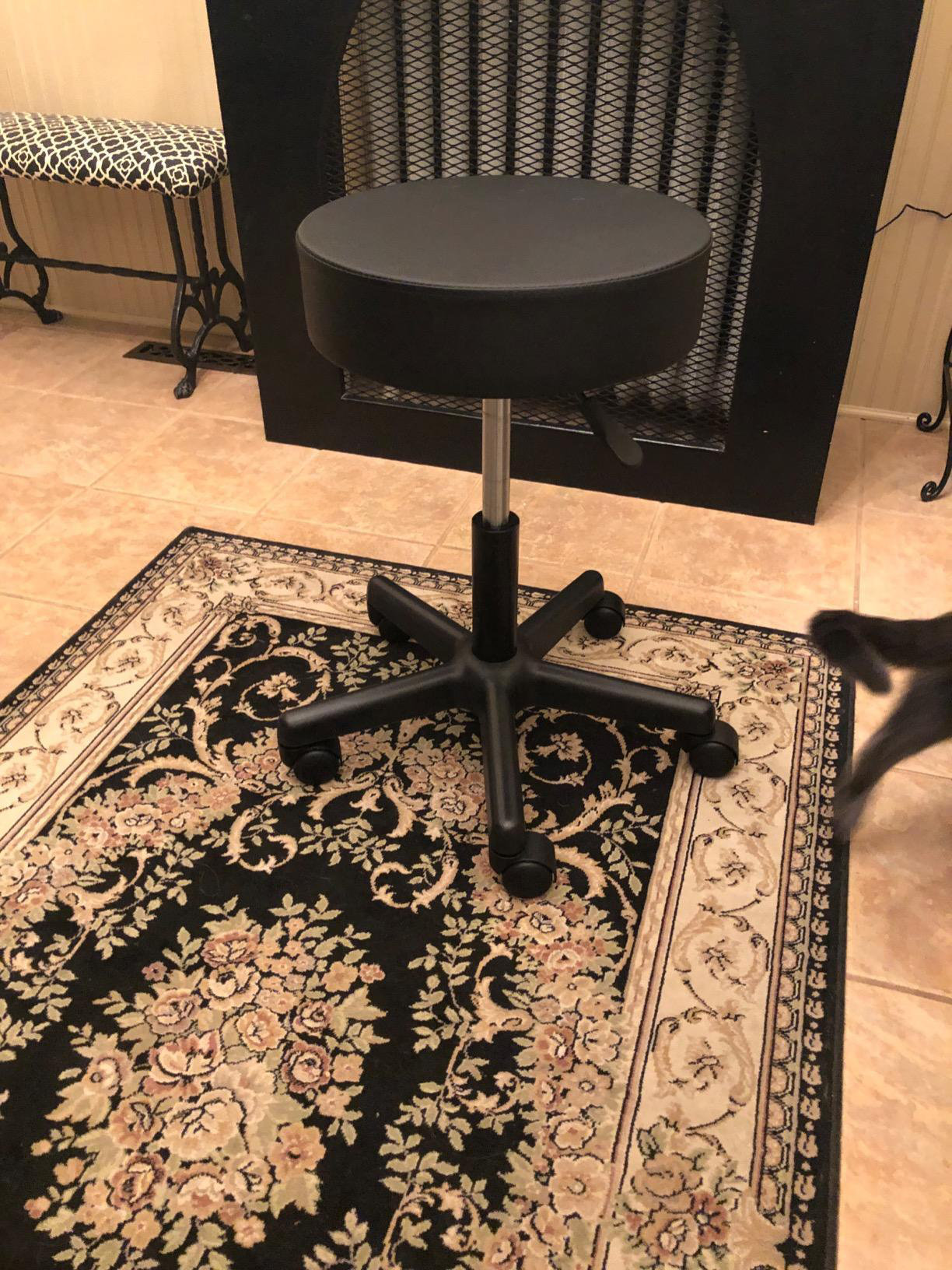 Inbox Zero Round Rolling Stool PU Leather Height Adjustable Swivel ...