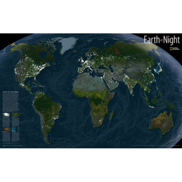 National Geographic Maps Earth at Night Map | Wayfair