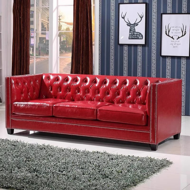 Danbenla design American Retro Simple Red Sofa 82.68'' Sofa | Wayfair