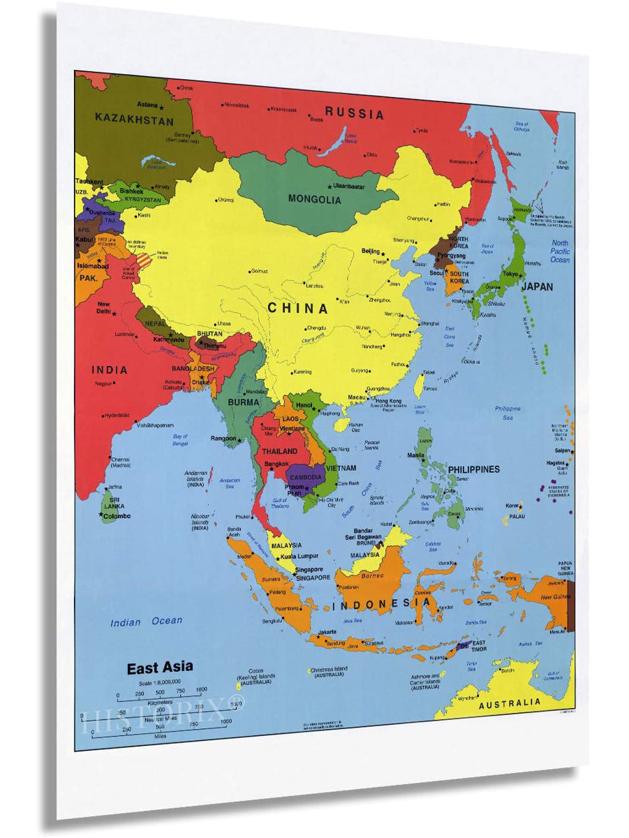 HISTORIC PRINTS HISTORIX 2004 East Asia Map - 24X30 Inch Asia Map ...
