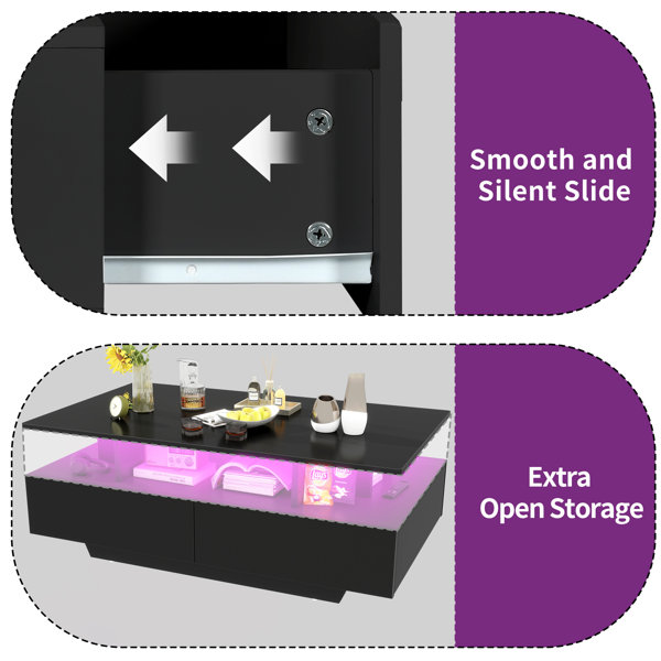 Wrought Studio™ Ellise LED Coffee Table with 4 Drawers & Reviews | Wayfair