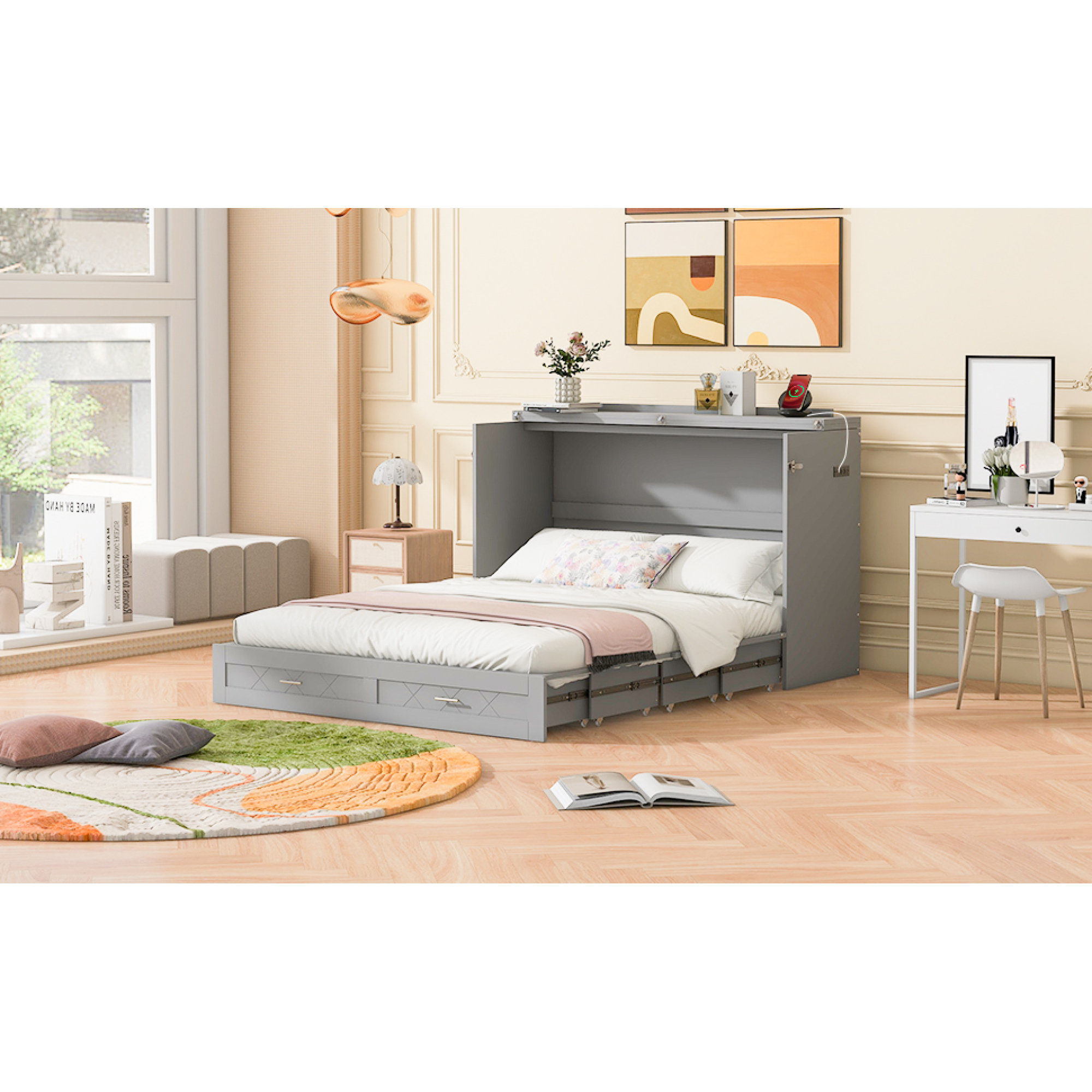 Corrigan Studio Space-saving Murphy Bed Mdf+lvl Modern Style For Home ...