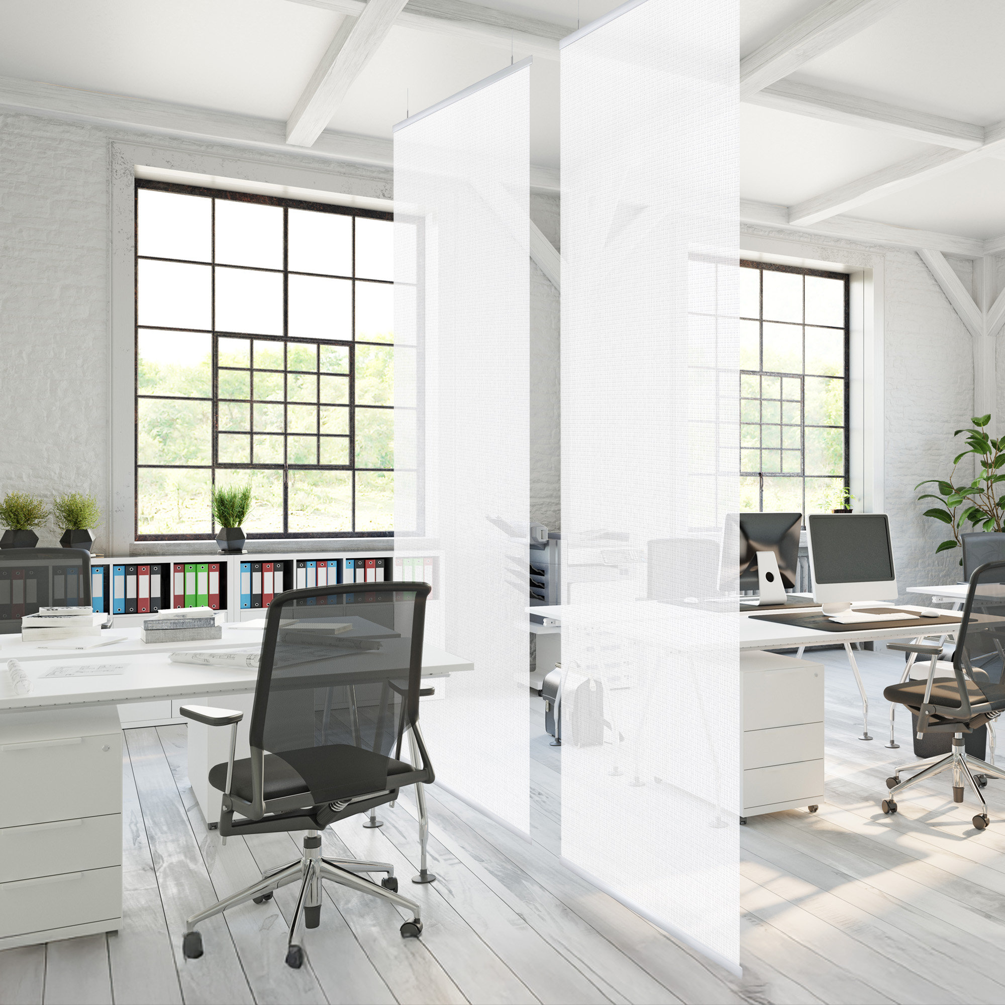 Symple Stuff Fruge 36''W x 96''H, 2-Panel Hanging Room Divider, Sheer ...