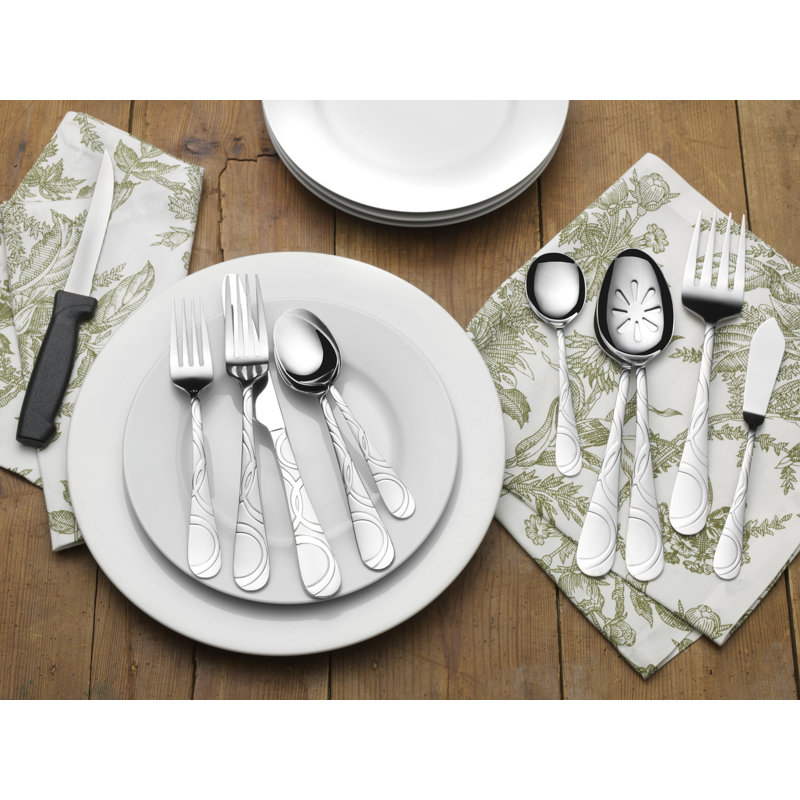 Pfaltzgraff Garland Frost 53-Piece Stainless Steel Flatware Set ...