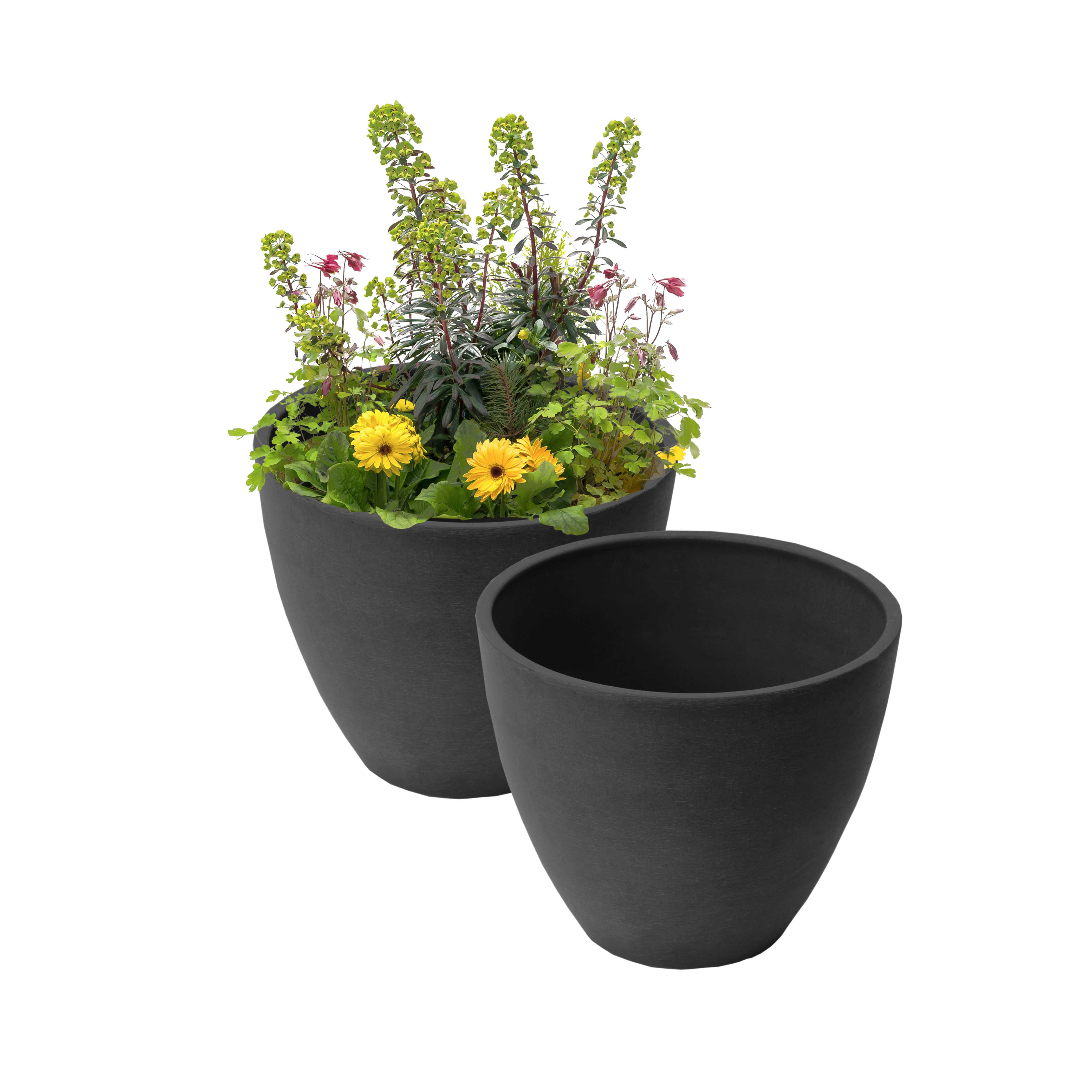 Ebern Designs Kairon Round Curve Composite Pot Planter Set & Reviews ...