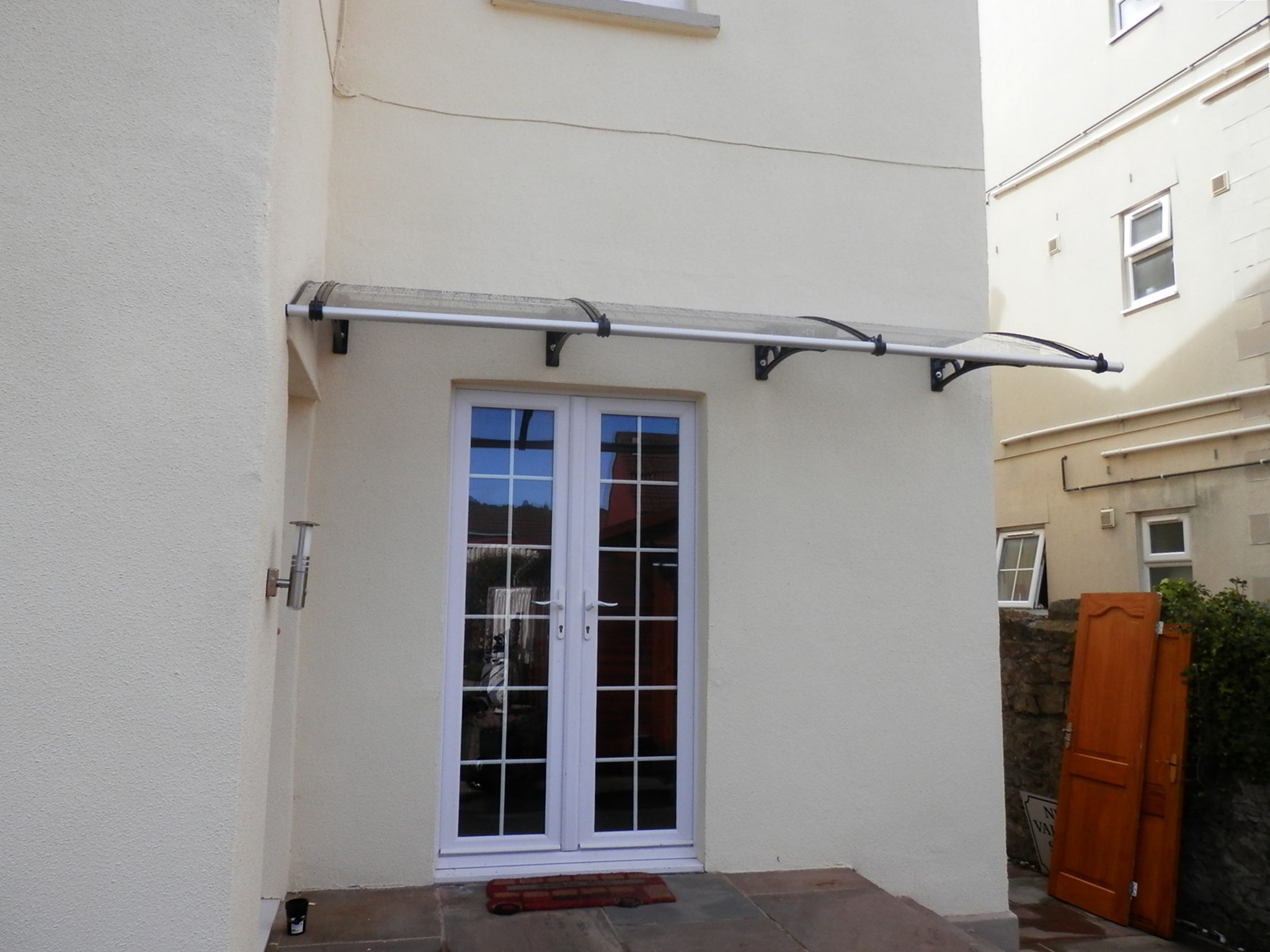Dakota Fields Meno 2.5m Width x 1m Depth Door Canopy Grey-Bracket ...