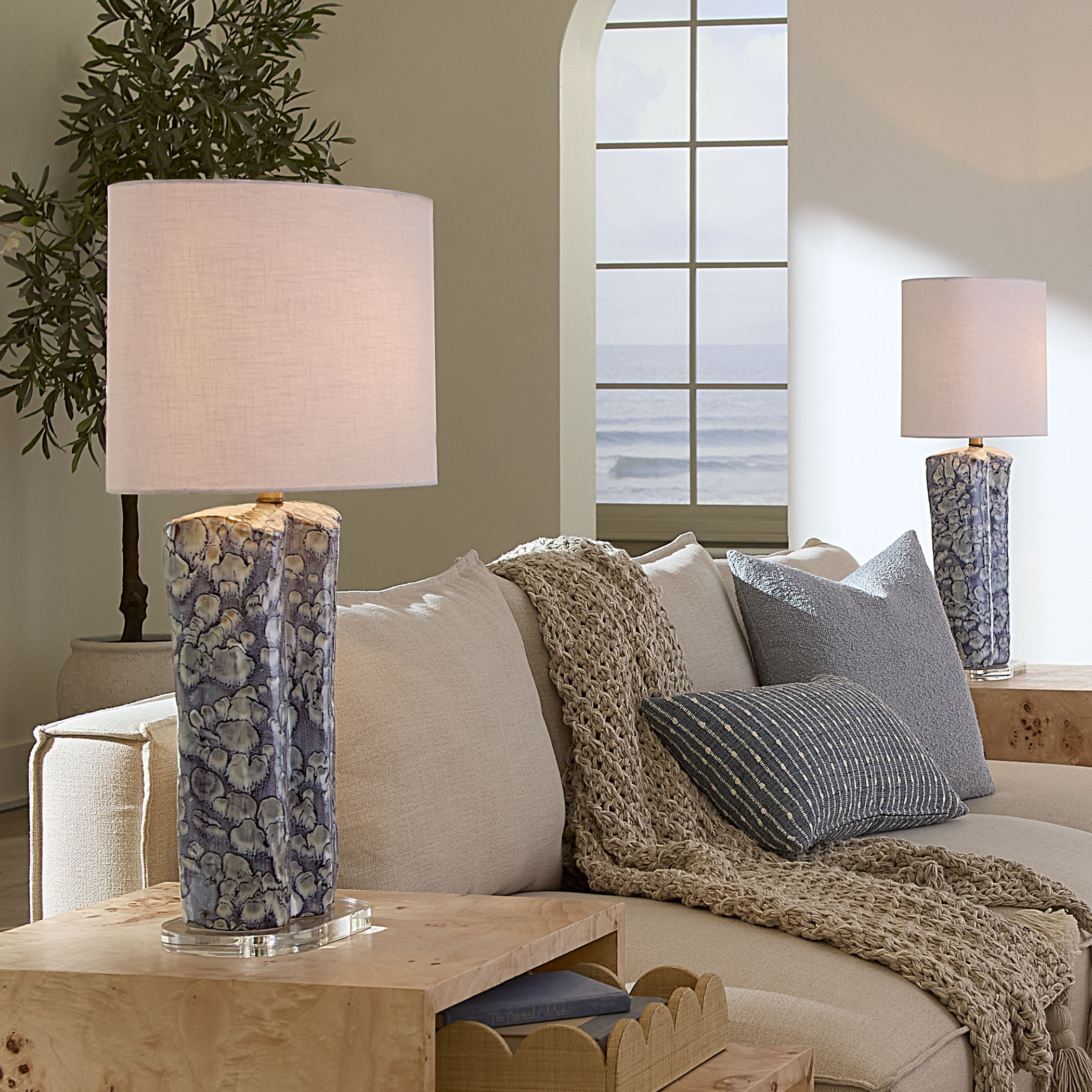 Jamie Young Company Flurry Ceramic Table Lamp with Linen Shade ...