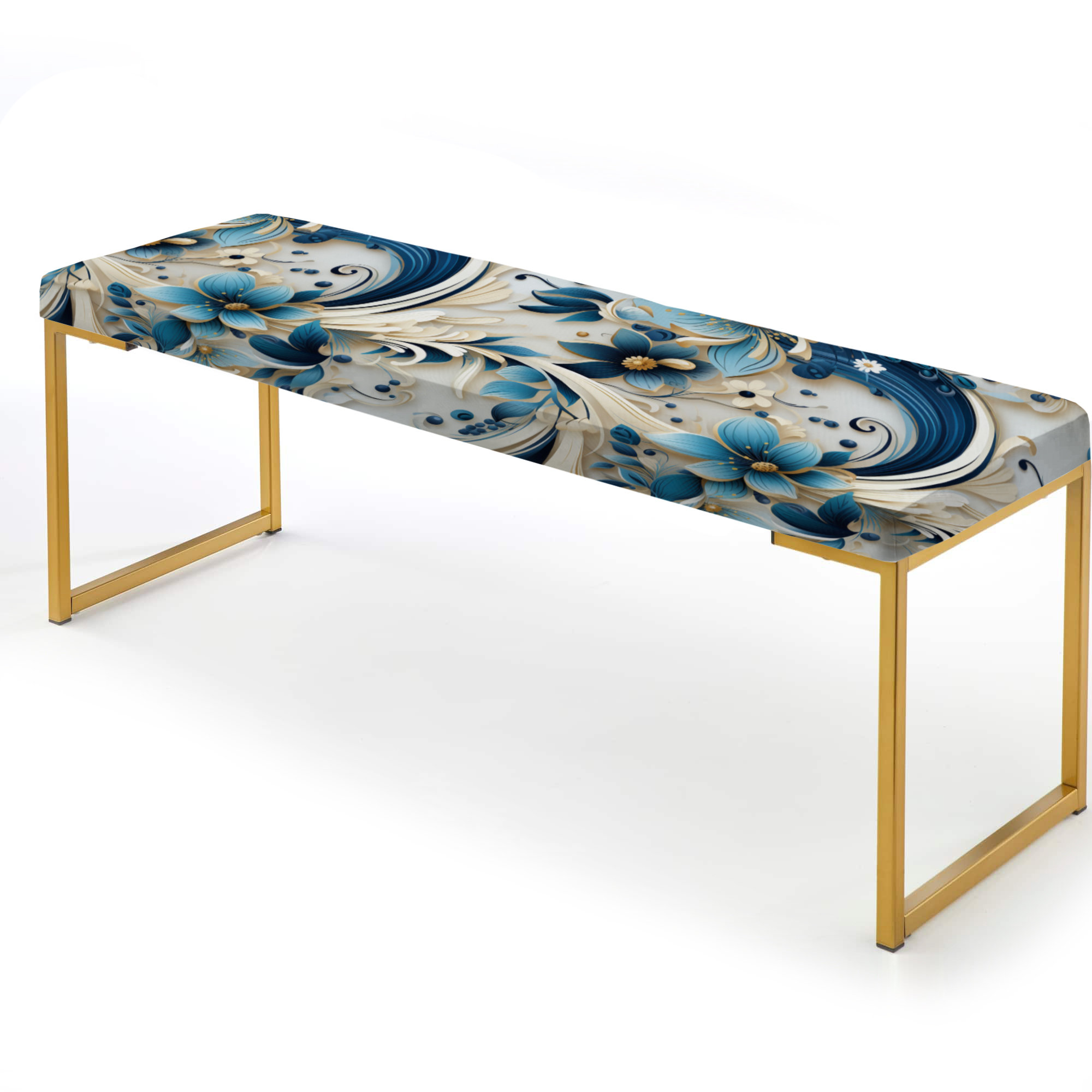 Design Art Nautical Allure Paisley Pattern VIII - Paisley Upholstered Gold Bench | Wayfair