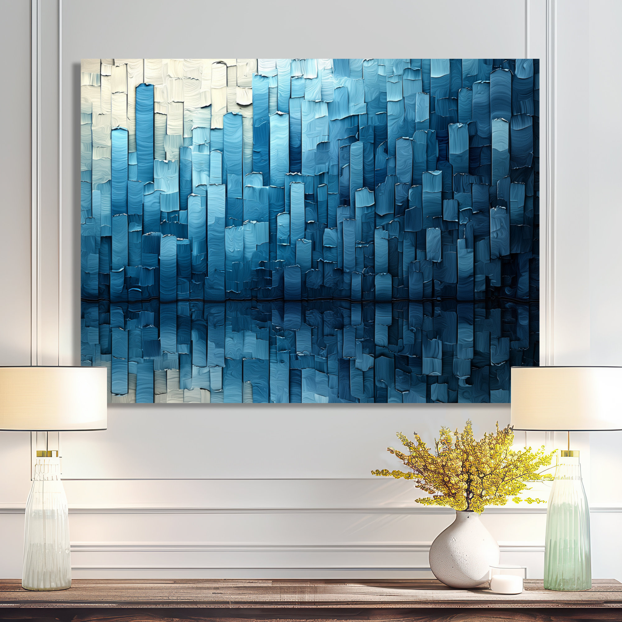 Ivy Bronx Drip Paint Of Blue Cubic Matrix III - Drip Painting Metal ...