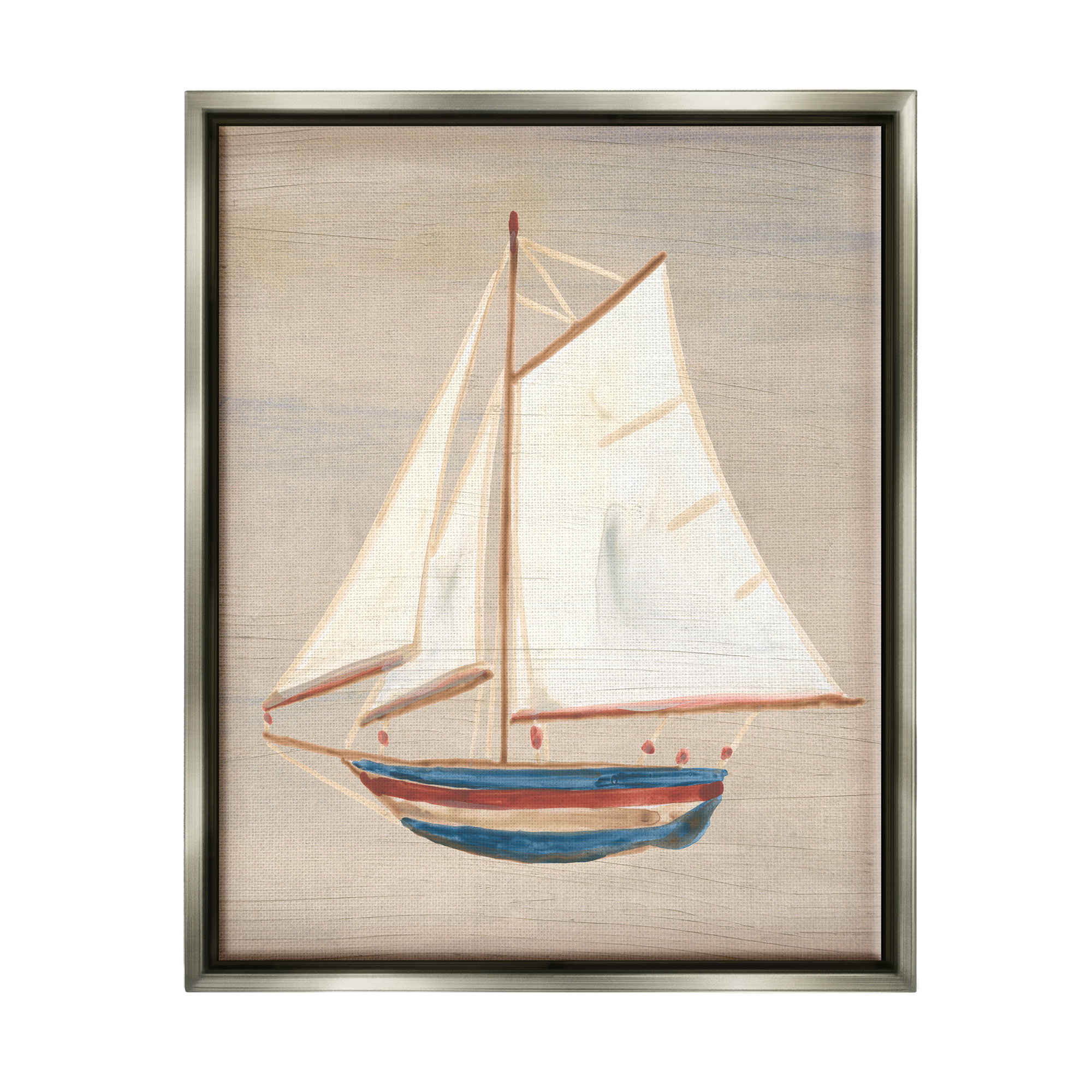 Breakwater Bay Blue & Red Sailboat Framed On Canvas by June Erica Vess ...