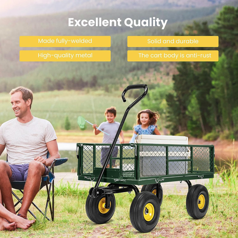 VIVOHOME Mesh Steel Wagon Cart with Removable Sides & Reviews | Wayfair