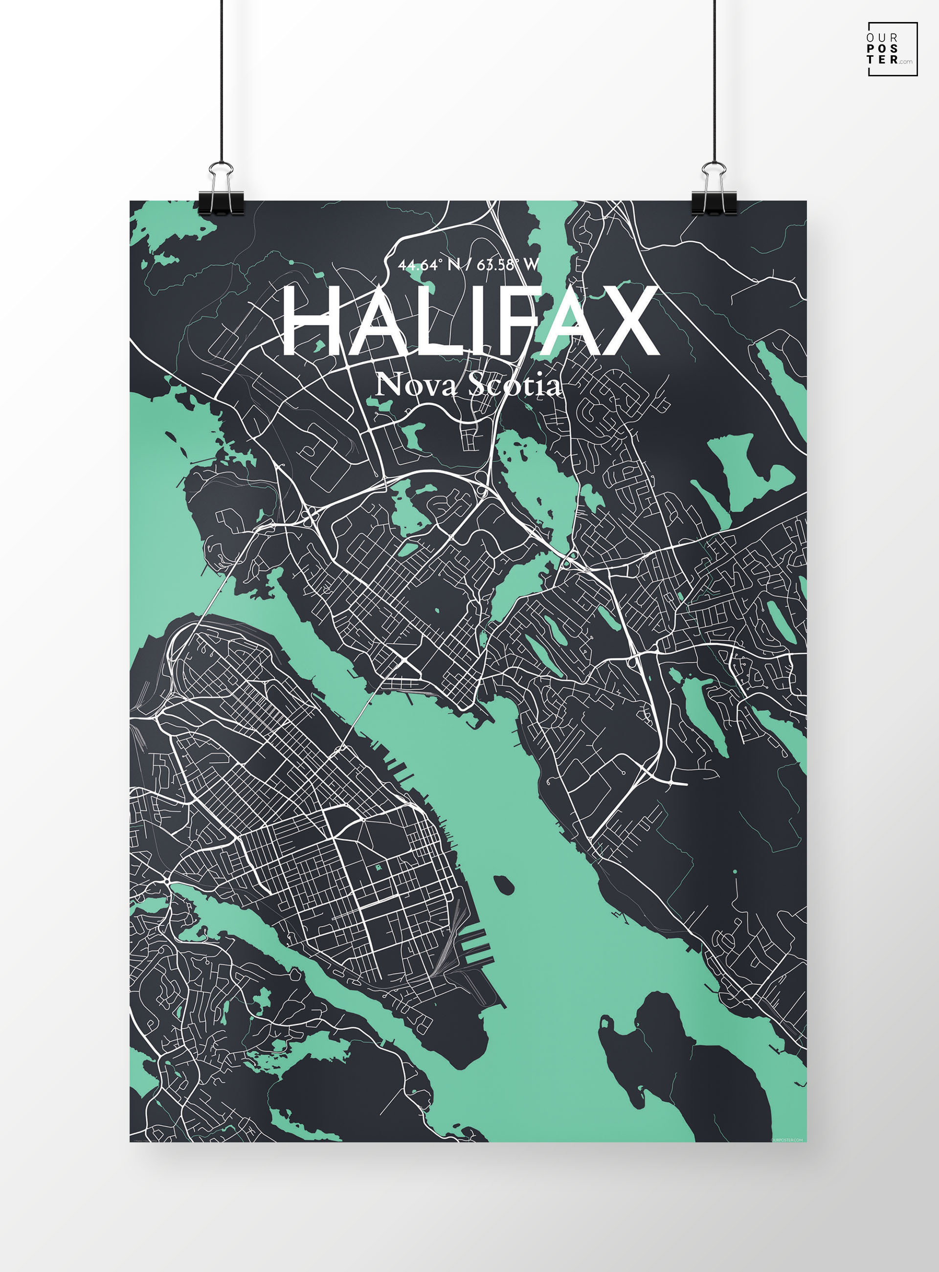 OurPoster.com 'Halifax City Map' Graphic Art Print Poster in Dream ...