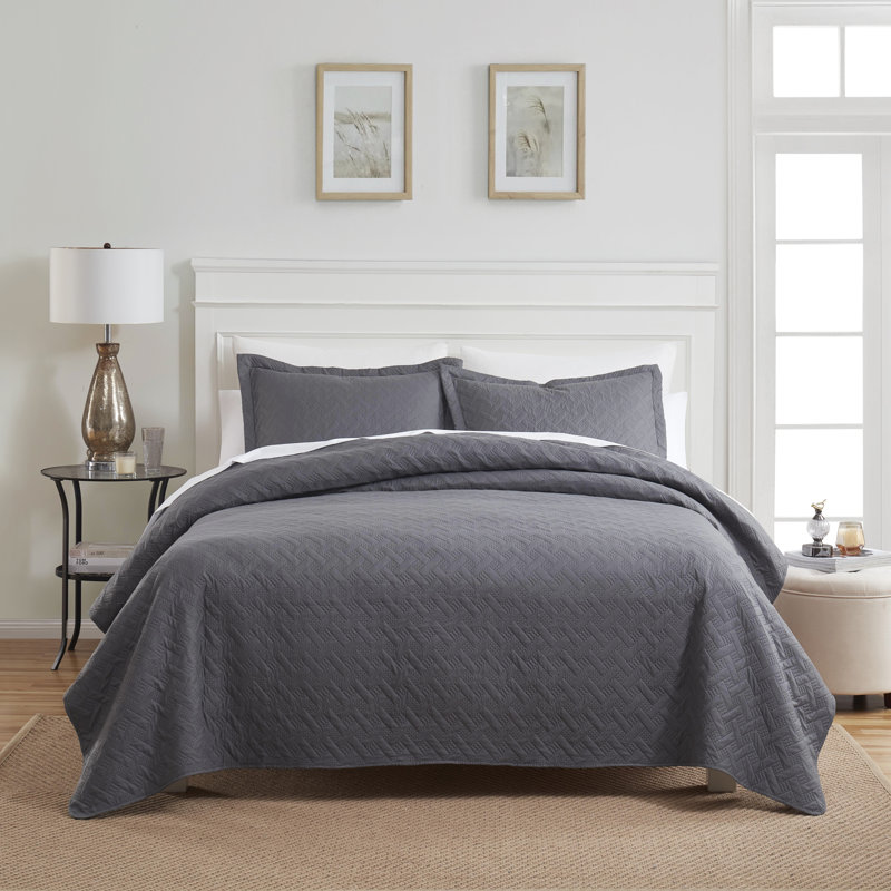 Bed Bath Fashions Dan River Basket Weave Pinsonic Quilt Set ( 3-Piece ...