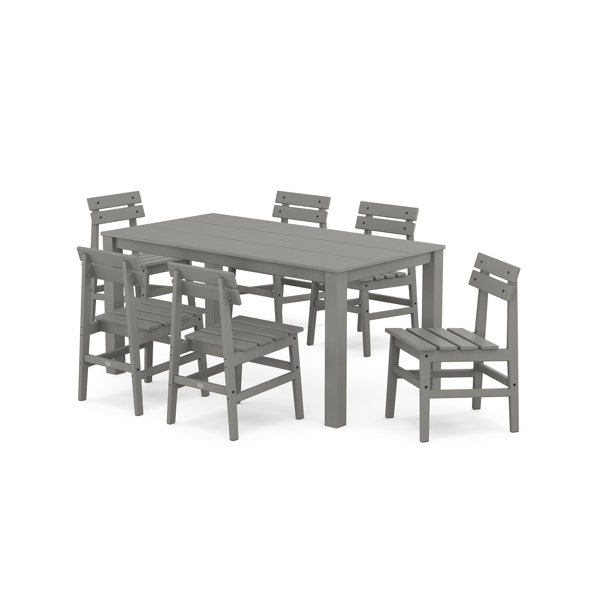 POLYWOOD® Modern Studio Plaza Chair 7-Piece Parsons Table Dining Set ...