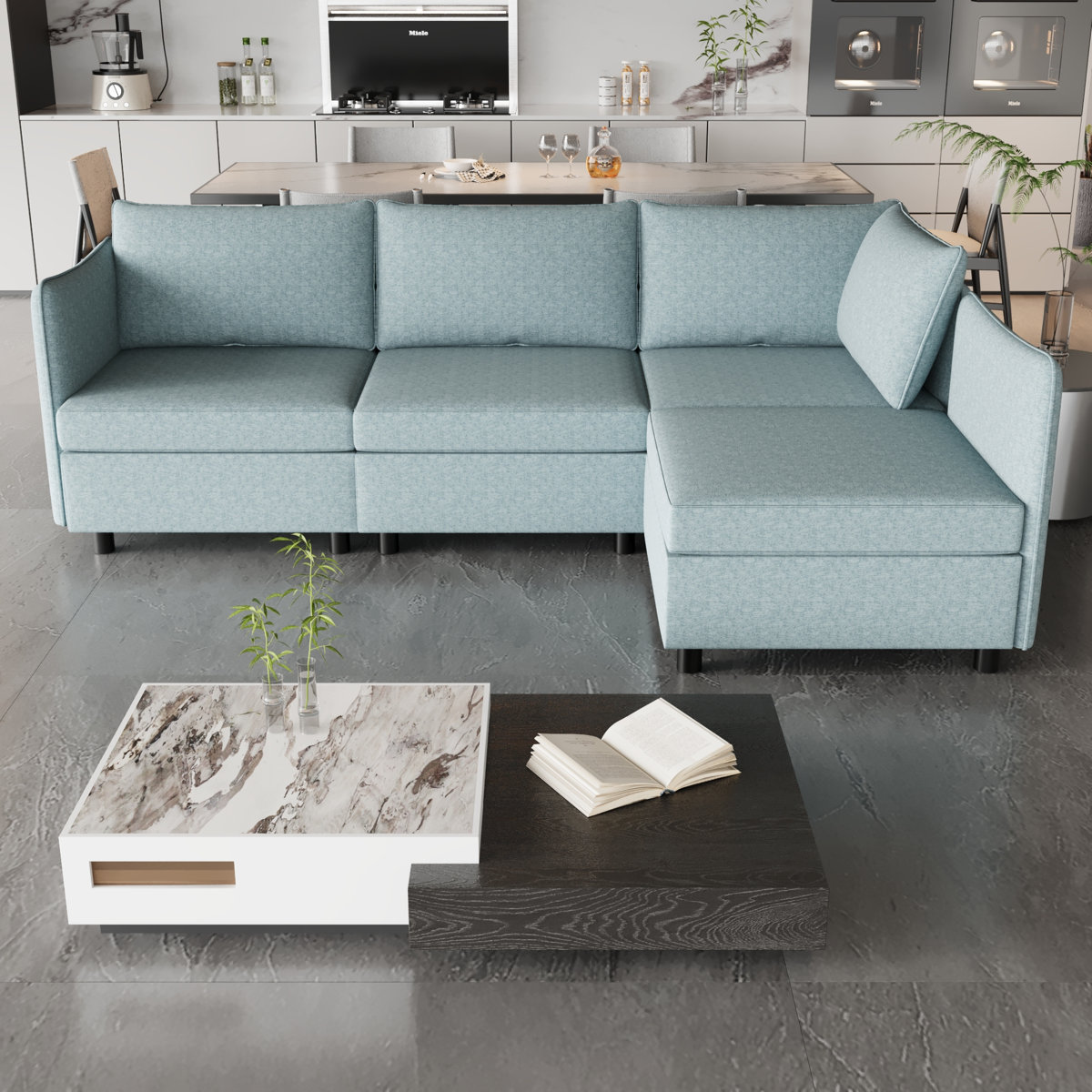 Latitude Run® Flexible living room sectional: convertible sofa with ...