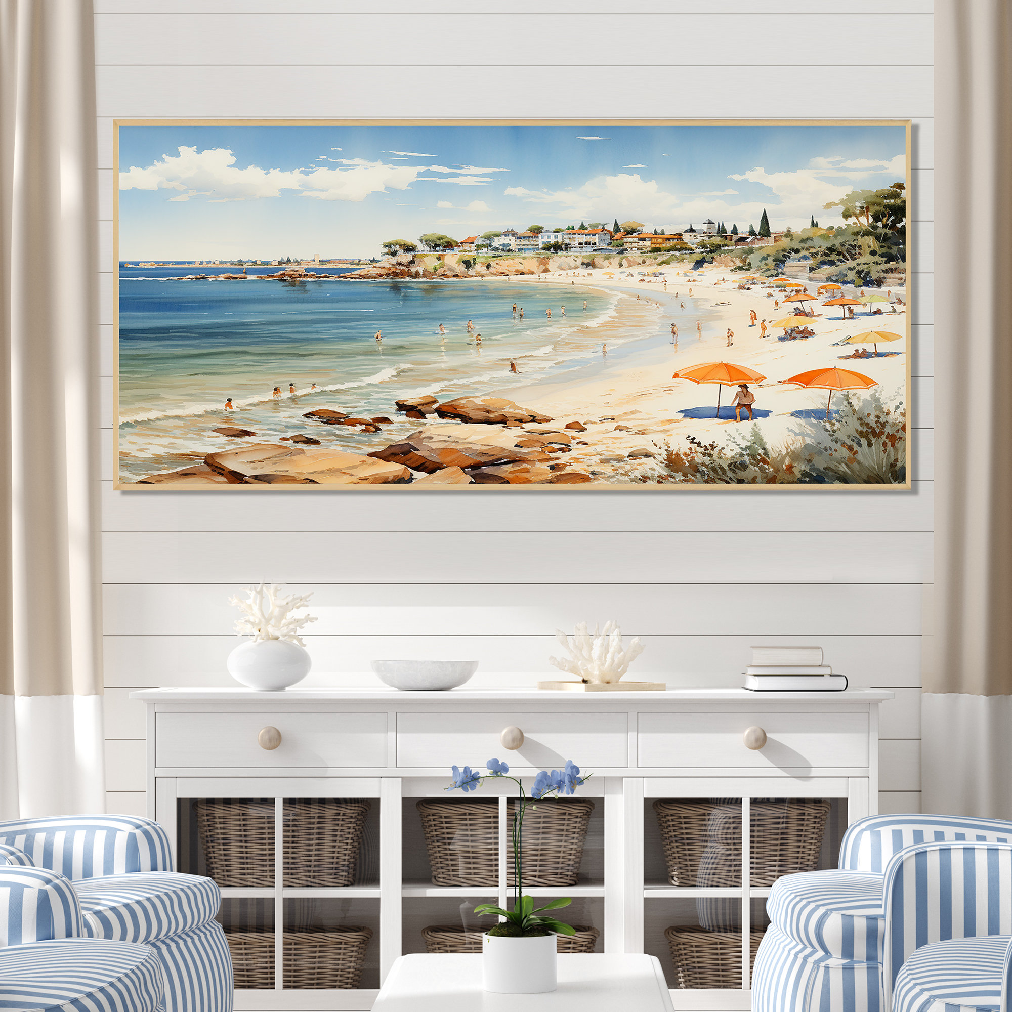 Dovecove Vintage Beach Day tranquilty III - Coastal Beach Sand Wall Art ...
