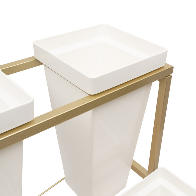 Arlmont & Co. Dovetta 3 Layers Metal Flower Display Stand With Buckets ...