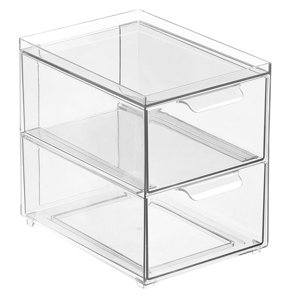 mDesign Stacking Plastic Storage Kitchen Bin with Pull-Out Drawers ...