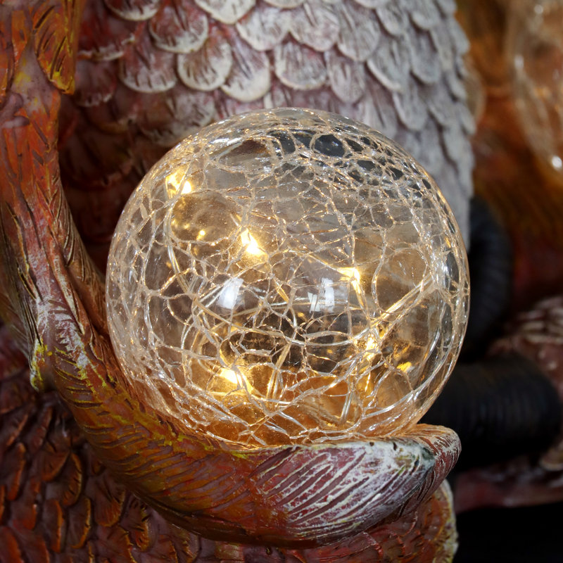 Exhart Solar Meditating Yoga Owl with Two Crackle Glass Firefly Balls ...