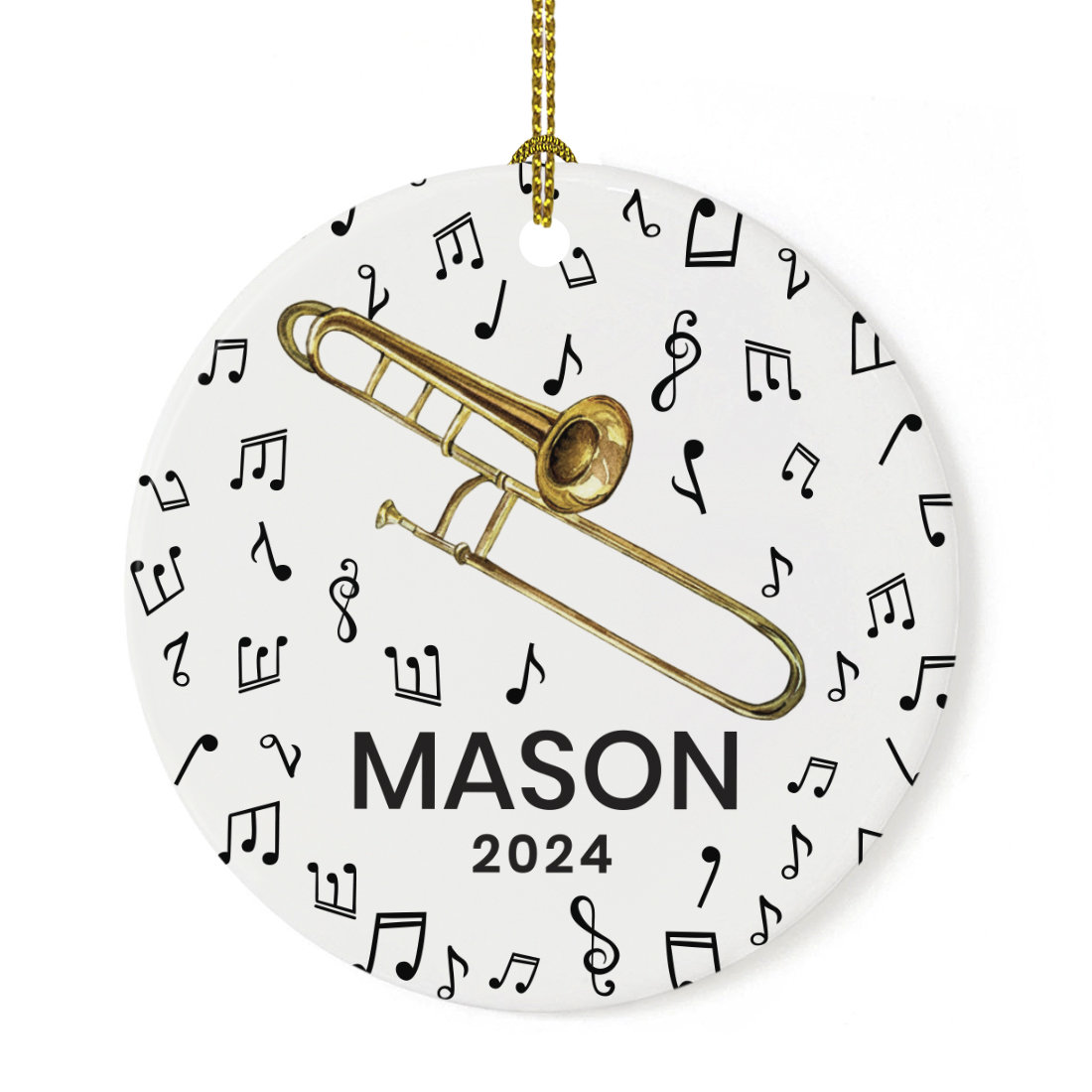 Astoria Grand Custom Ceramic Trombone With Music Notes Ornament ...