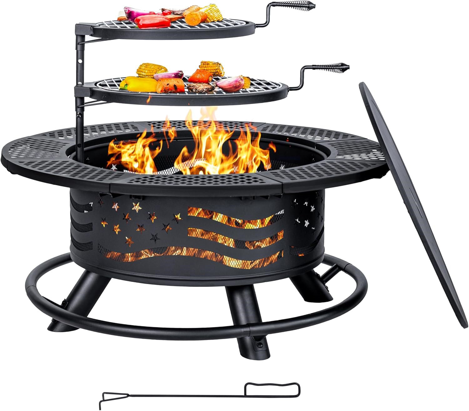ENDROM Versatile 36" Fire Pit – 2-in-1 Wood Burning BBQ Grill & Fire ...