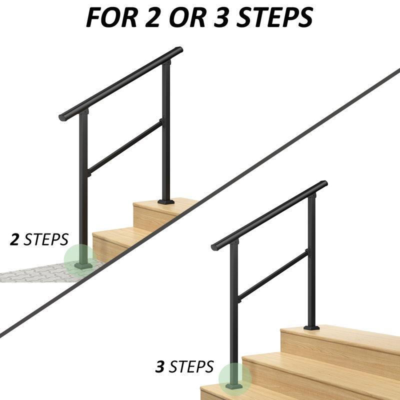 HomLux HOMLUX Hand Rails for Outdoor Steps, Wrought Iron Railing, Porch ...