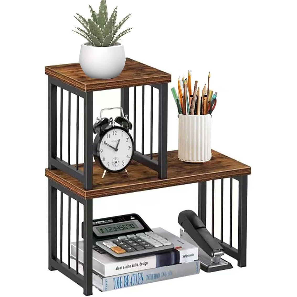 17 Stories Wood Desk Shelf Organizer With Metal Frame, Versatile ...
