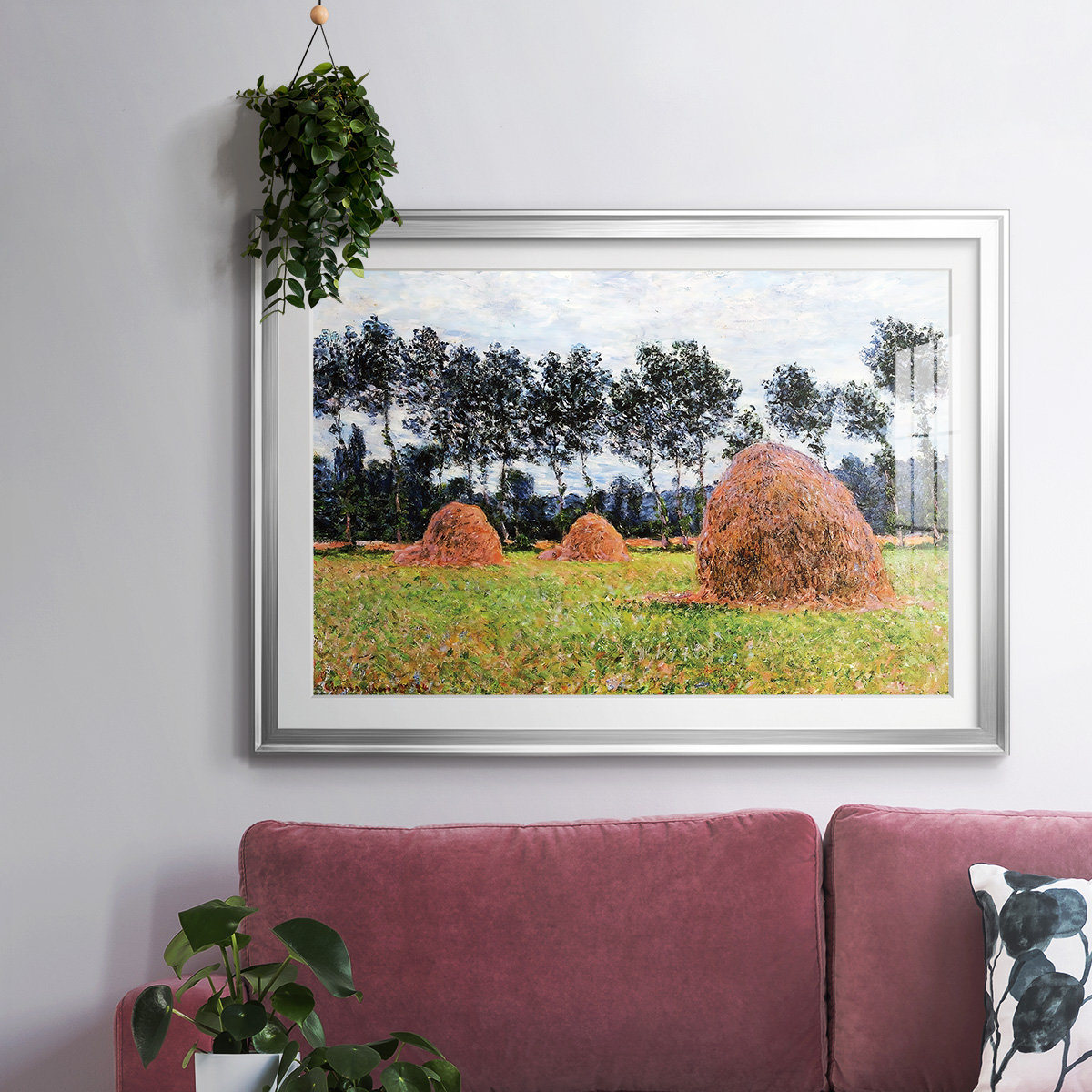 Charlton Home® Haystacks, Overcast Day, 1884 Framed On Paper Print ...