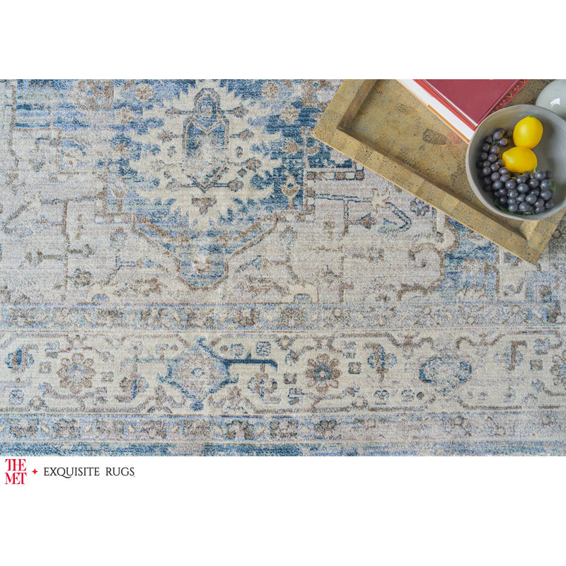Exquisite Rugs The Met x Exquisite Rugs Blue/Beige Area Rug | Perigold