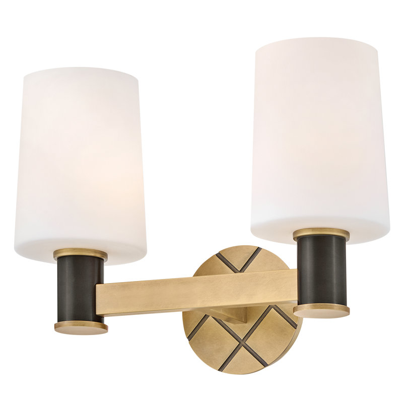 Hinkley Declan Small Two Light Bath Vanity with Crosshatch Motif | Wayfair