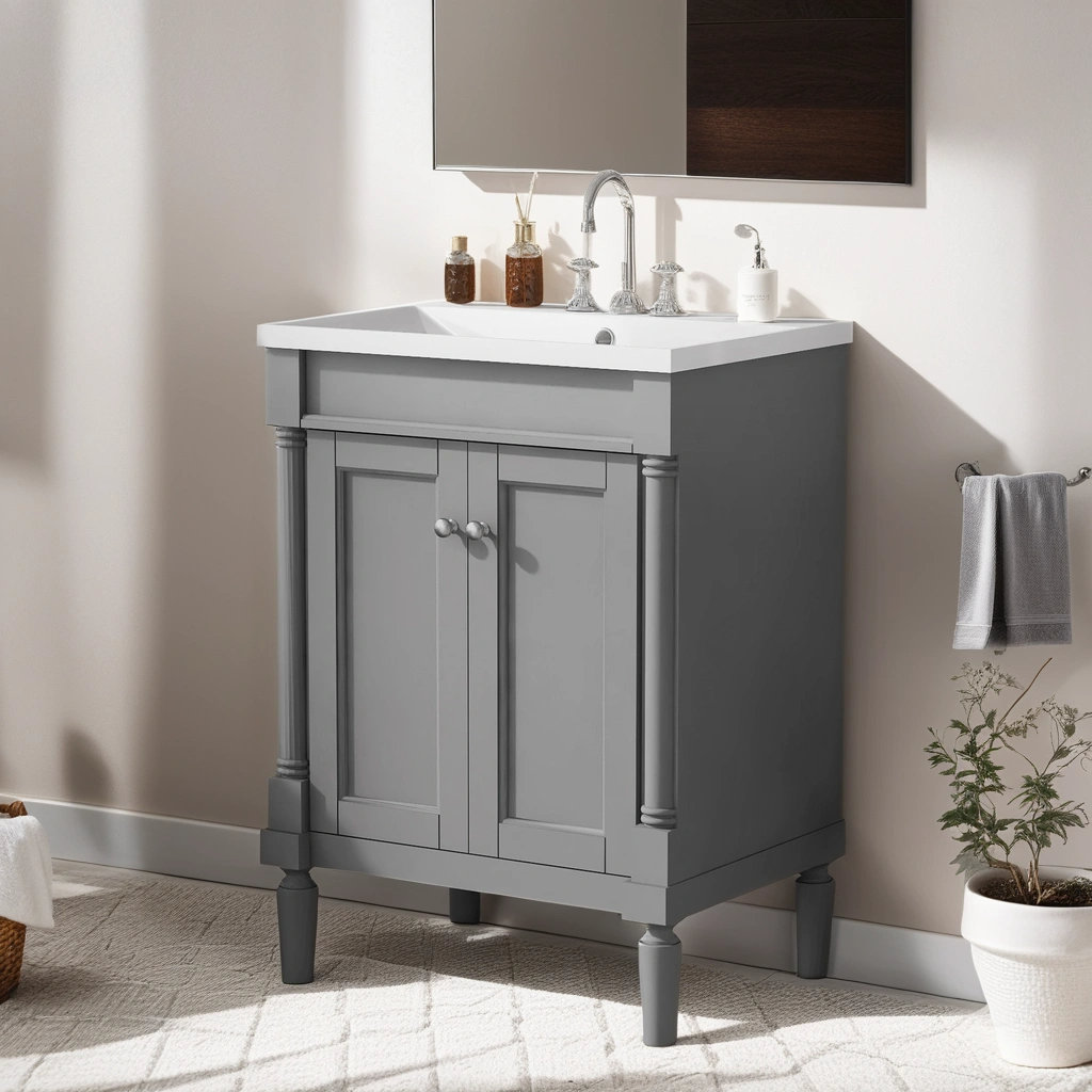 Charlton Home Meuble-lavabo moderne 24 po avec lavabo supérieur et ...