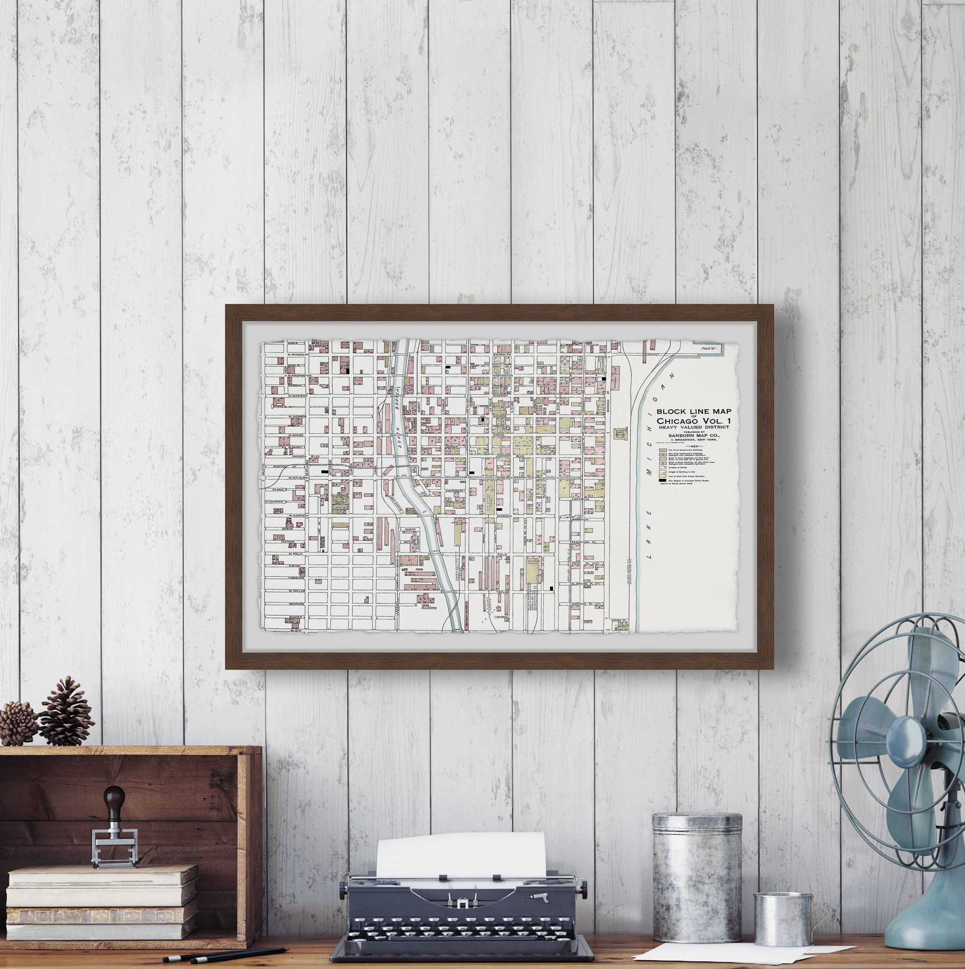 Charlton Home® Block Line Map of Chicago - Picture Frame Graphic Art ...