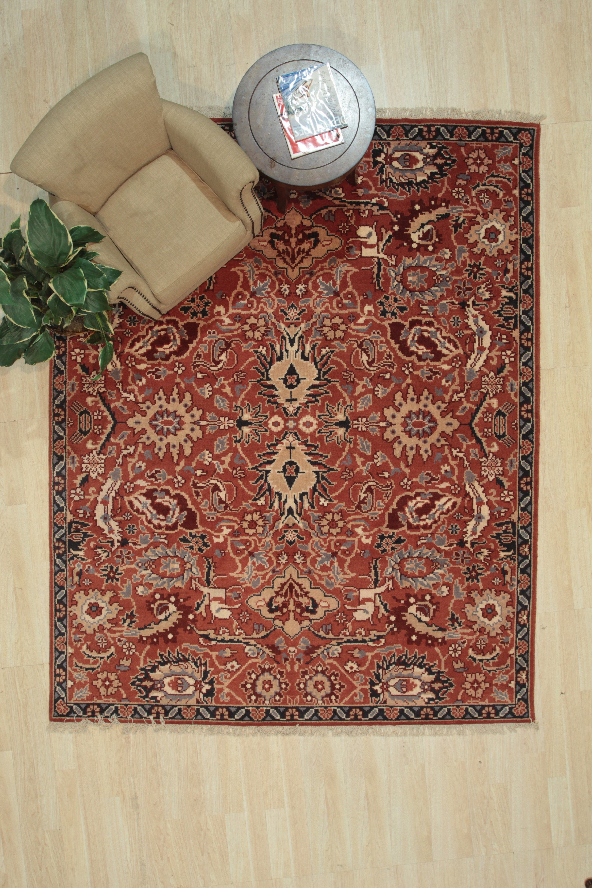 Bungalow Rose Lush Rustic Rust Hand Knotted Wool Rug | Wayfair