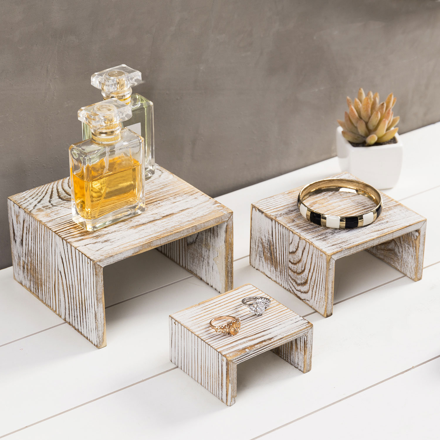 Gracie Oaks Rustic Solid Wood Jewelry stand | Wayfair