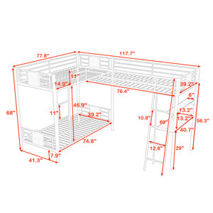 Mason & Marbles Reisinger Twin Over Twin & Twin Bunk Bed with Built-in ...