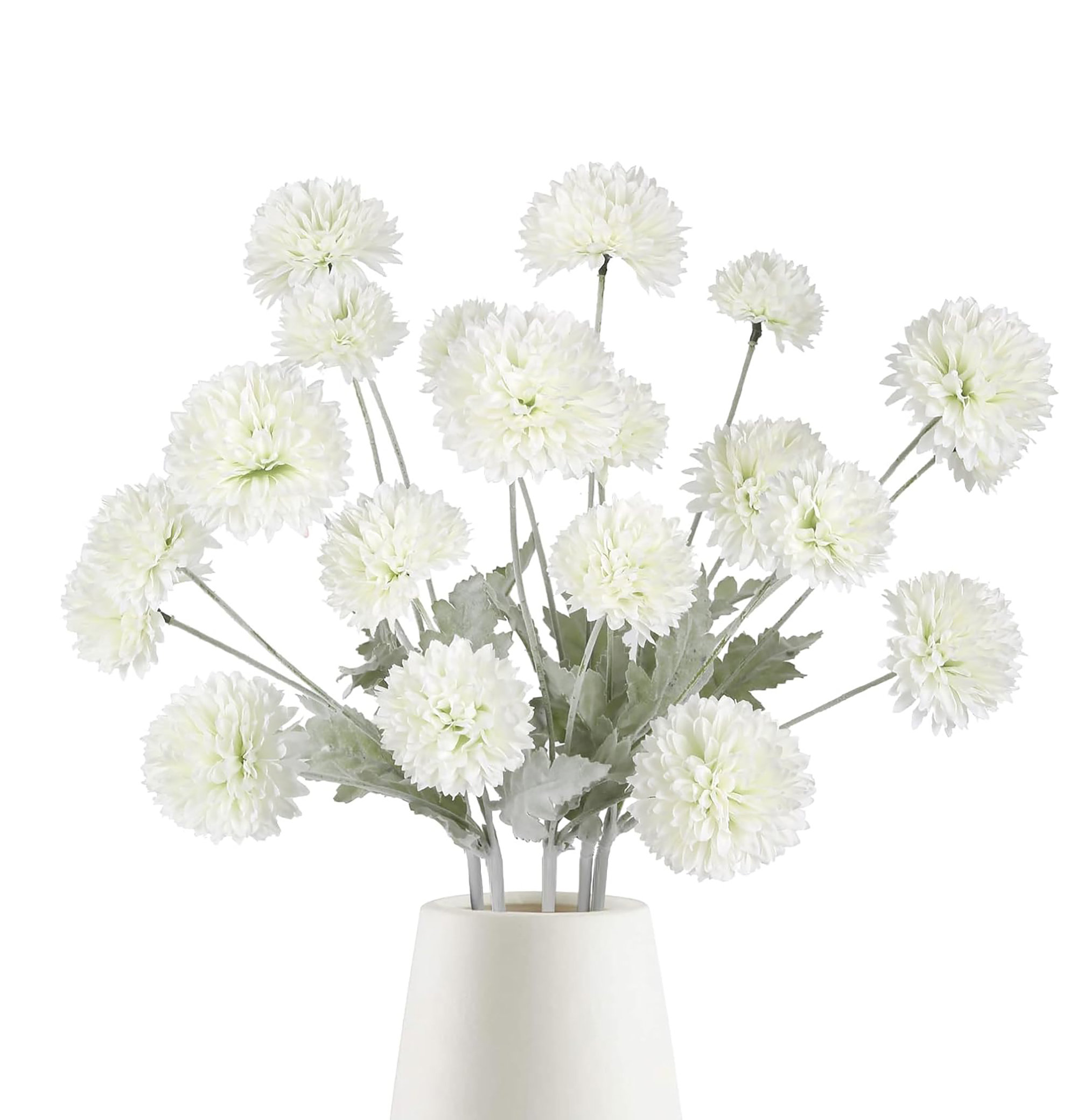 Primrue Faux Kiku Flower White 5 Bundles 20 Heads, Pompon Mum ...
