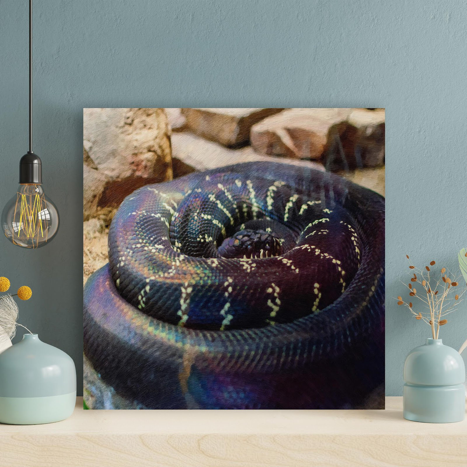 Latitude Run® Black White And Red Snake - Wrapped Canvas Painting ...