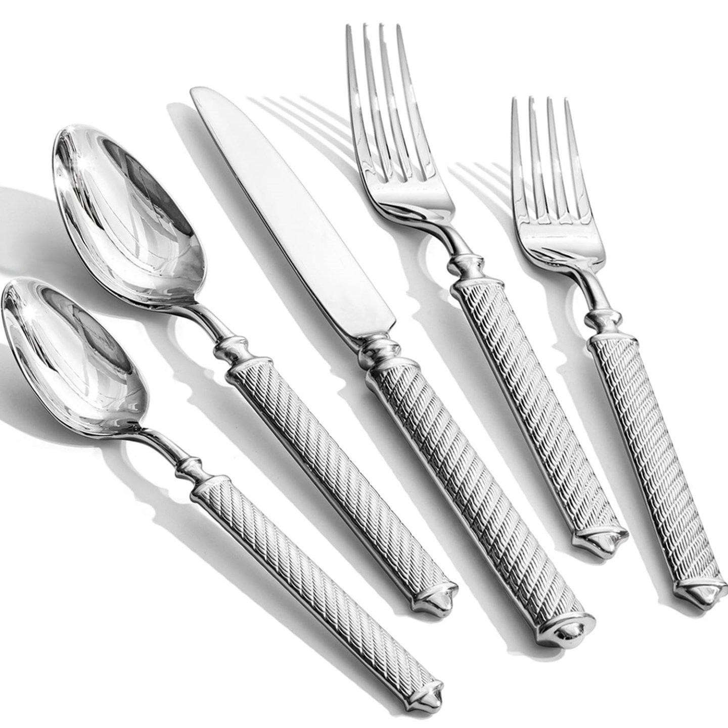 KEWILO Retro Rope-Pattern Silverware Set(Set of 10) | Wayfair