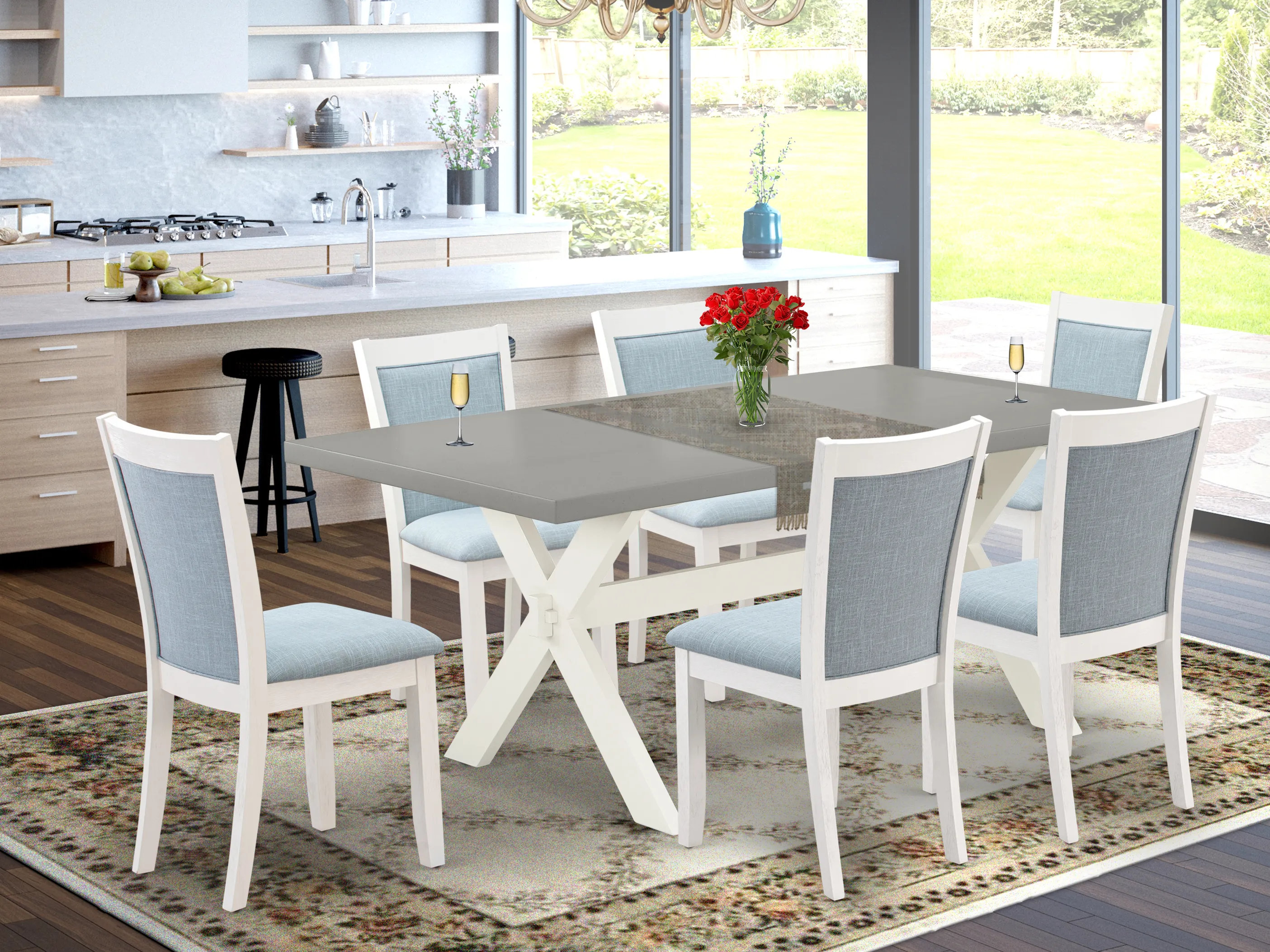 Gracie Oaks Modern Dining Table Set - a Kitchen Table and Linen Fabric ...