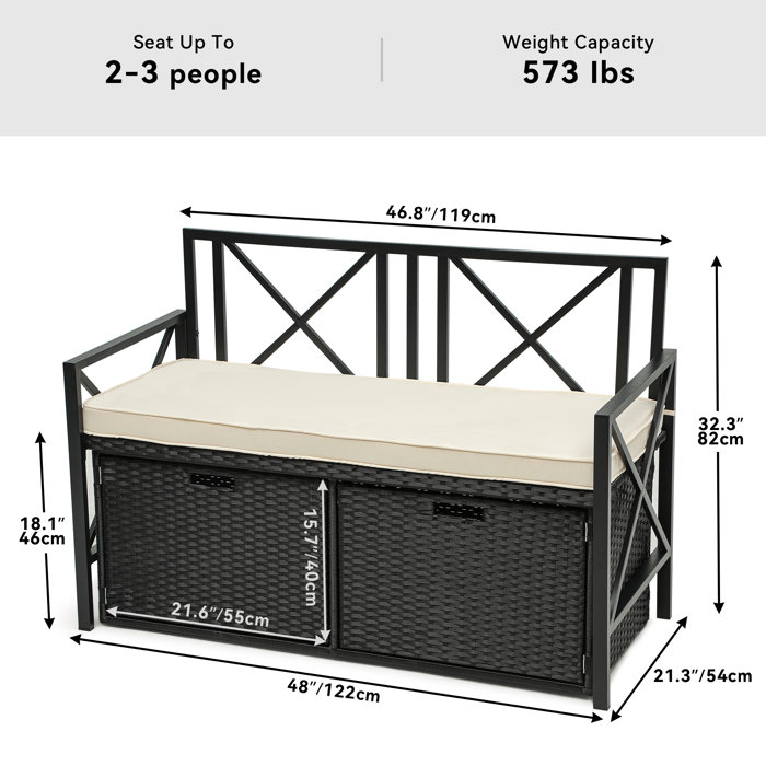 Gracie Oaks Zmiyah 70 Gallon Outdoor Storage Bench with Cushion | Wayfair